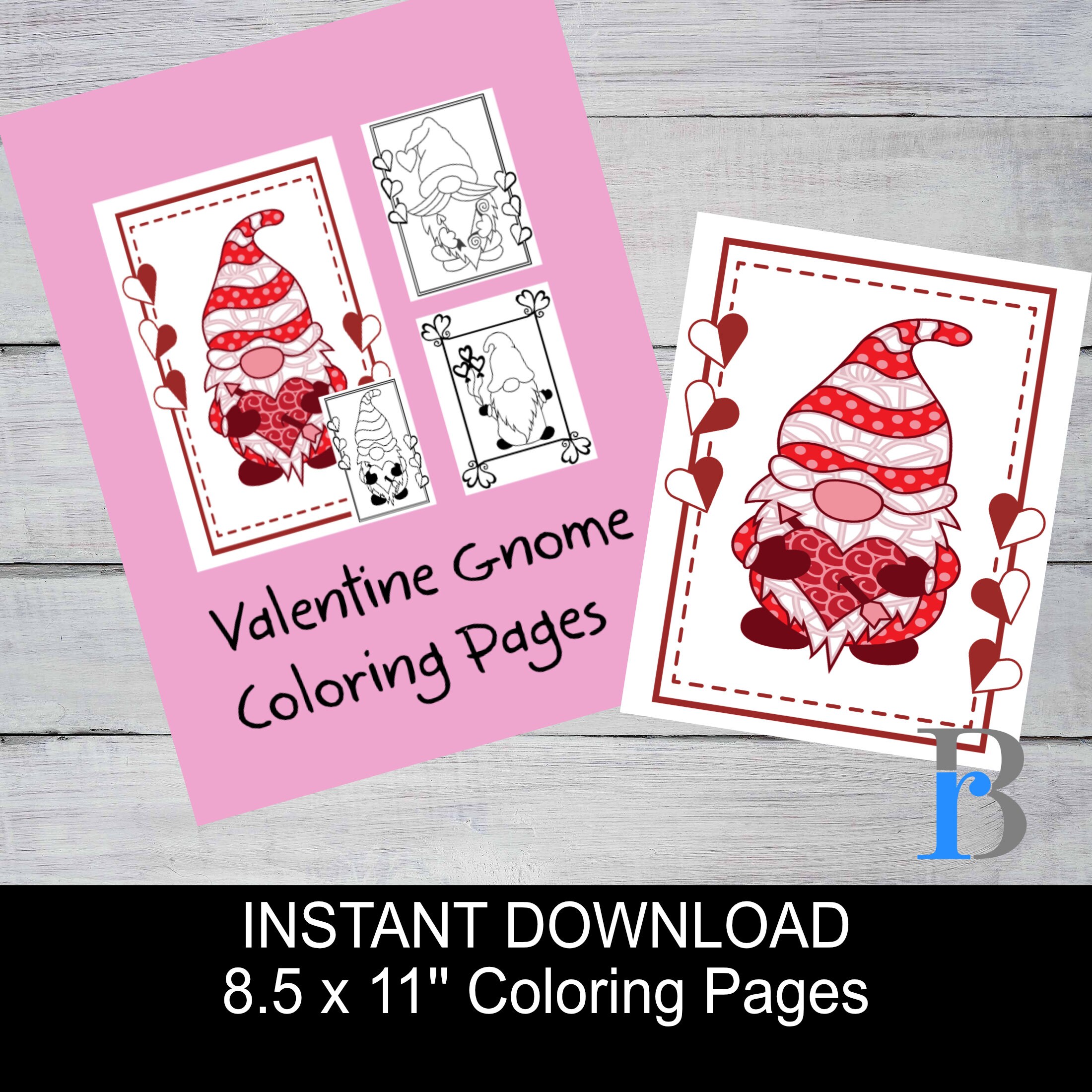 Printable Valentine Gnome Coloring Pages Set of 6 - Etsy