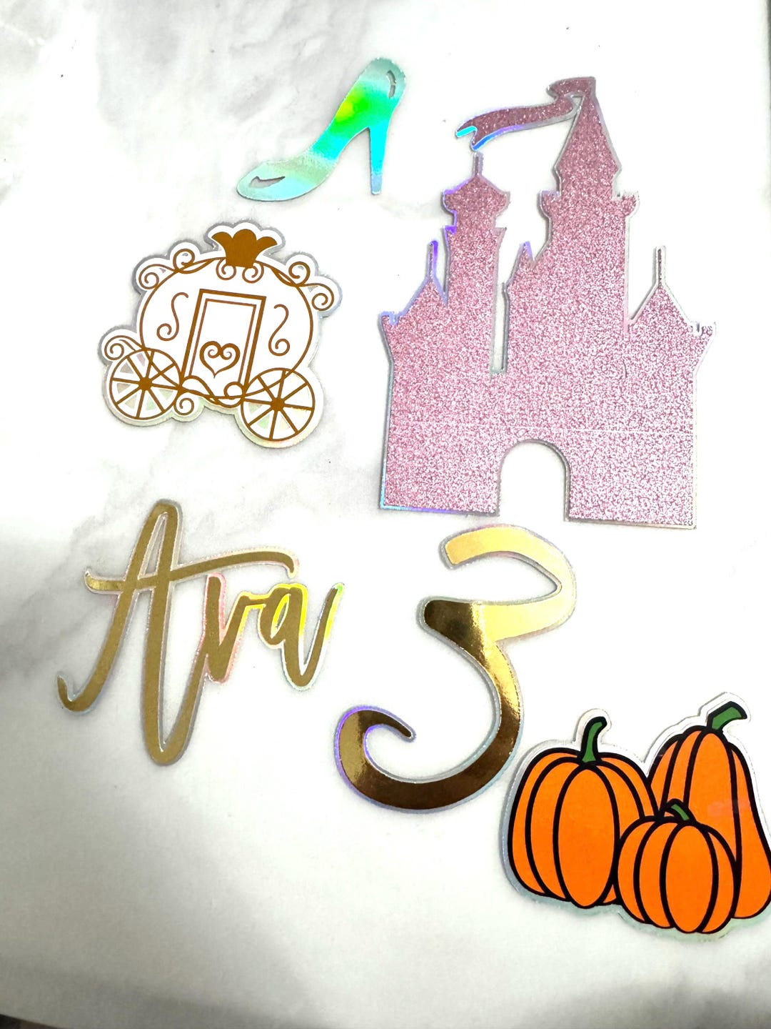 Princess Theme Cake Topper Set-glass Slipper-pumpkin-castle-carrige- - Etsy