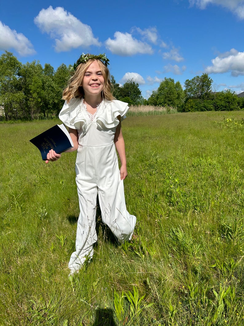 Girly LDS Baptism Romper, Baptism Jumpsuit, Baptism Jumper, Onesie ...