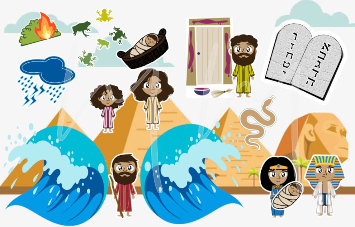 Moses Bible Stories Clipart God Christian Quiet Boo - Etsy