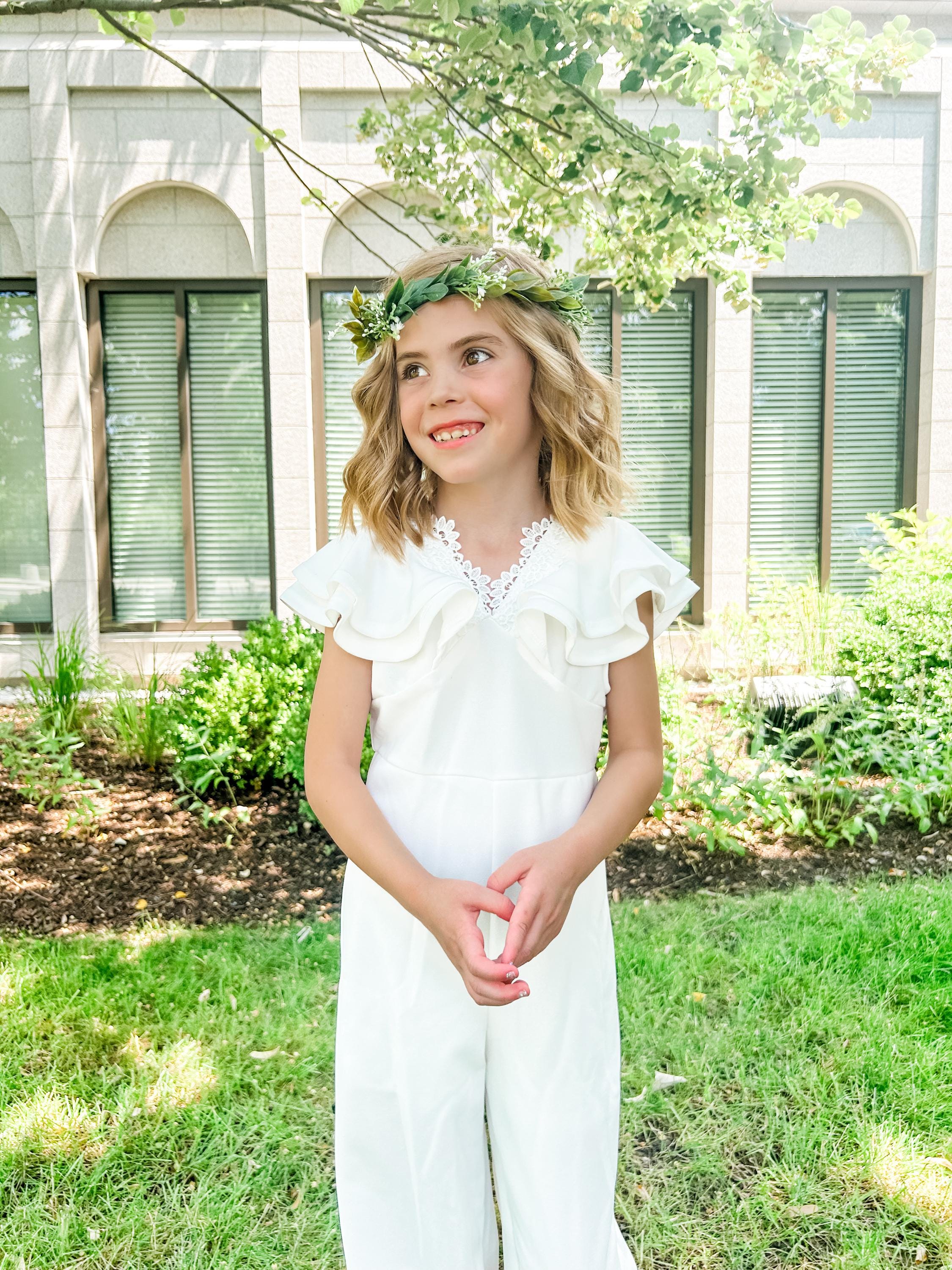 Girly LDS Baptism Romper, Baptism Jumpsuit, Baptism Jumper, Onesie ...