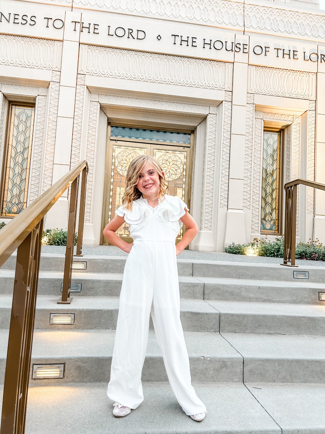 Girly LDS Baptism Romper, Baptism Jumpsuit, Baptism Jumper, Onesie ...