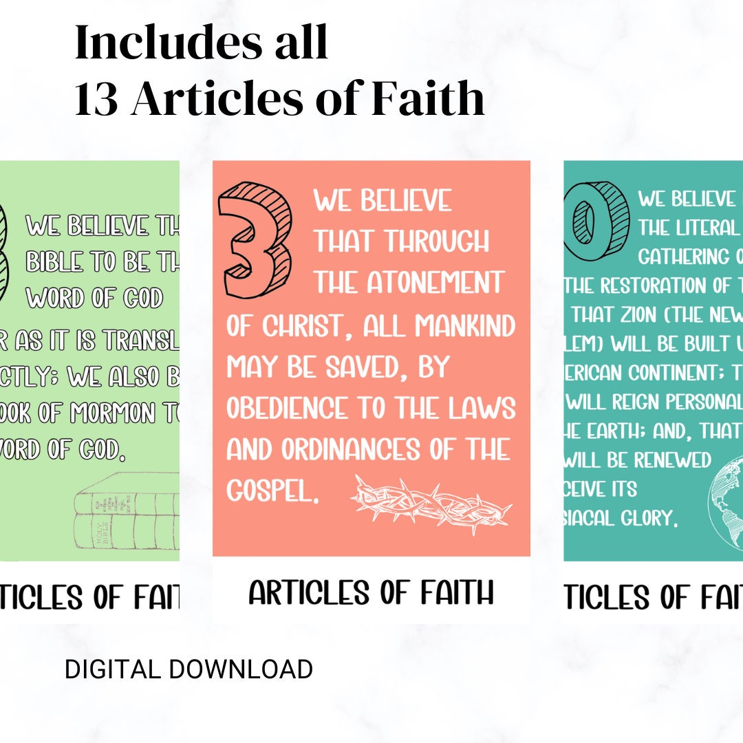 13 Articles of Faith, Digital Download, LDS, Primary Presidency ...