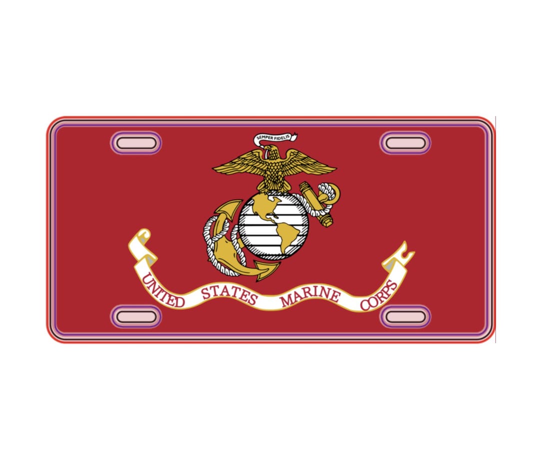 USMC License Plate, Marines Vanity Tag, USMC Flag, Marine Corp ...