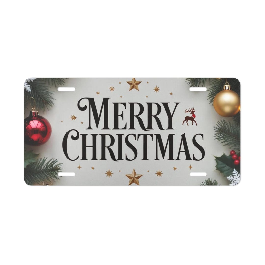 Merry Christmas Vanity Plate, Holiday License Plate, Christmas Ornament ...