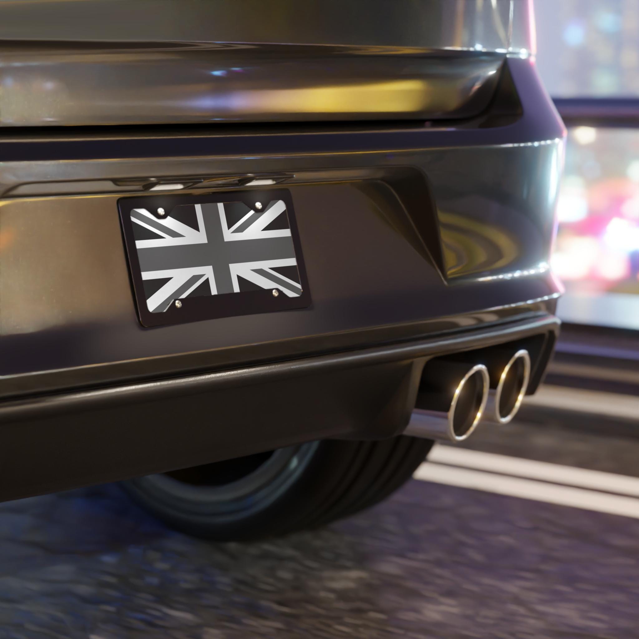 Black & White Union Jack License Plate, Gray Scale British Flag Car Tag ...