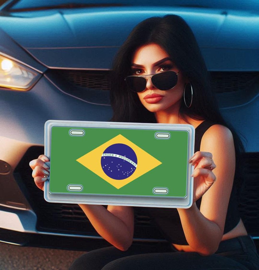 Brazil Flag License Plate / Vanity Tag Brasil Brazilian Flag Bandeira ...