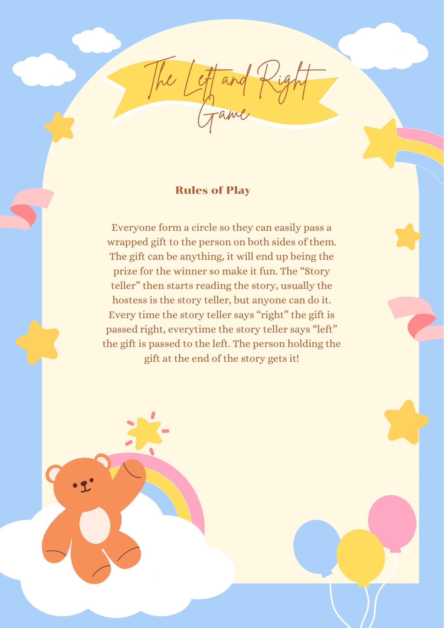 Left and Right Baby Shower Game. Baby Boy, Baby Girl, Gender Reveal ...