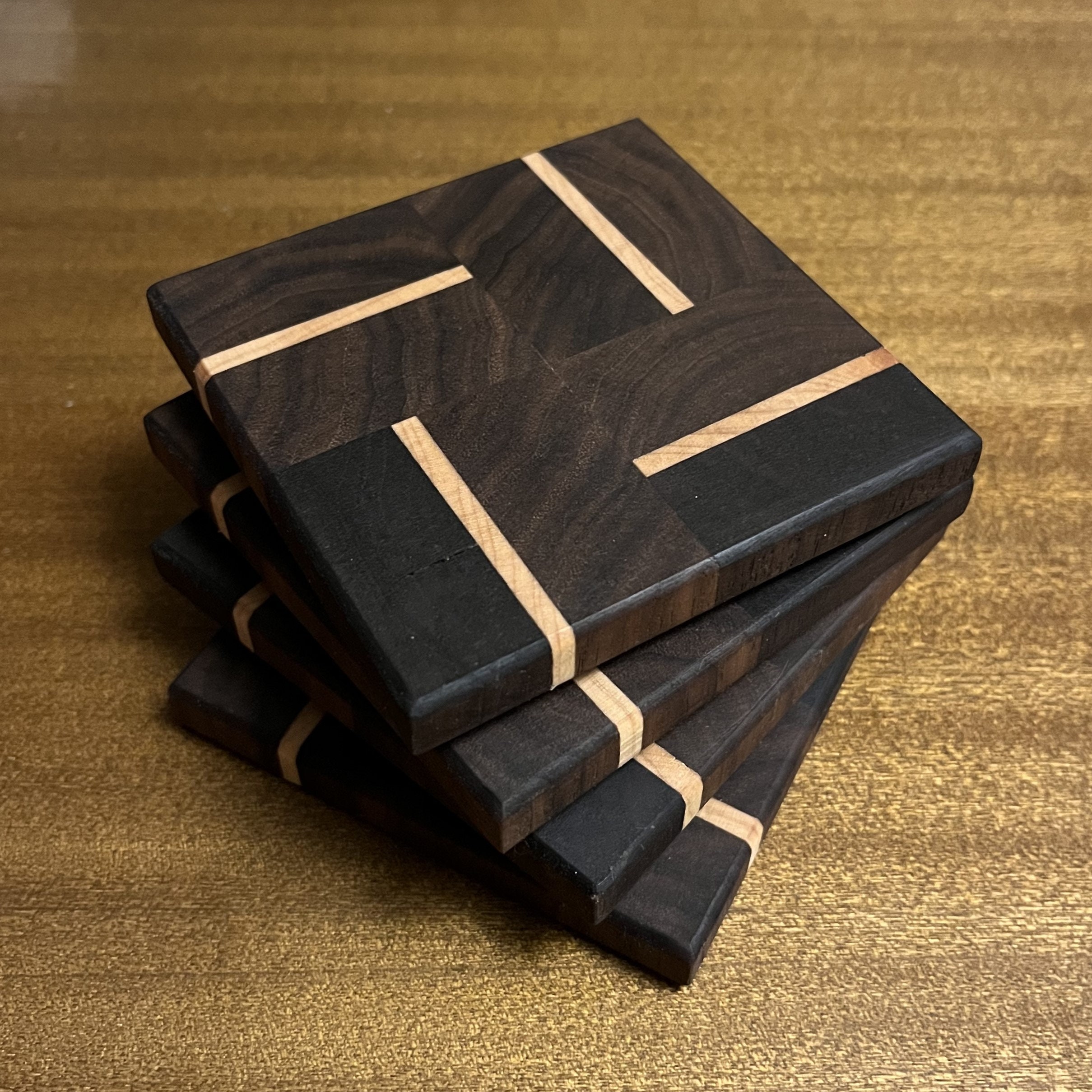 Wood Coaster Set (walnut End Grain W/ Maple) - Etsy
