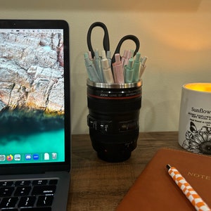 Camera Lens Pen Holder, Gift for Photographer Desk Organizer ...