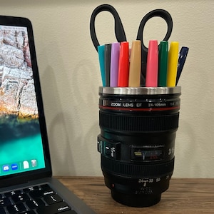Camera Lens Pen Holder, Gift for Photographer Desk Organizer ...