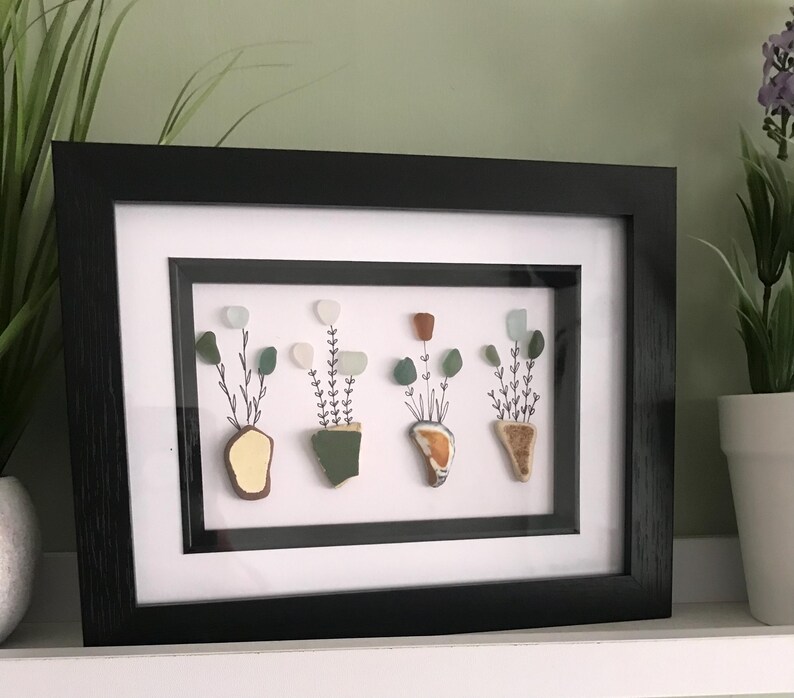 Handmade Sea Glass Flower: Unique Coastal Art, Seaglass Picture, Seaham ...