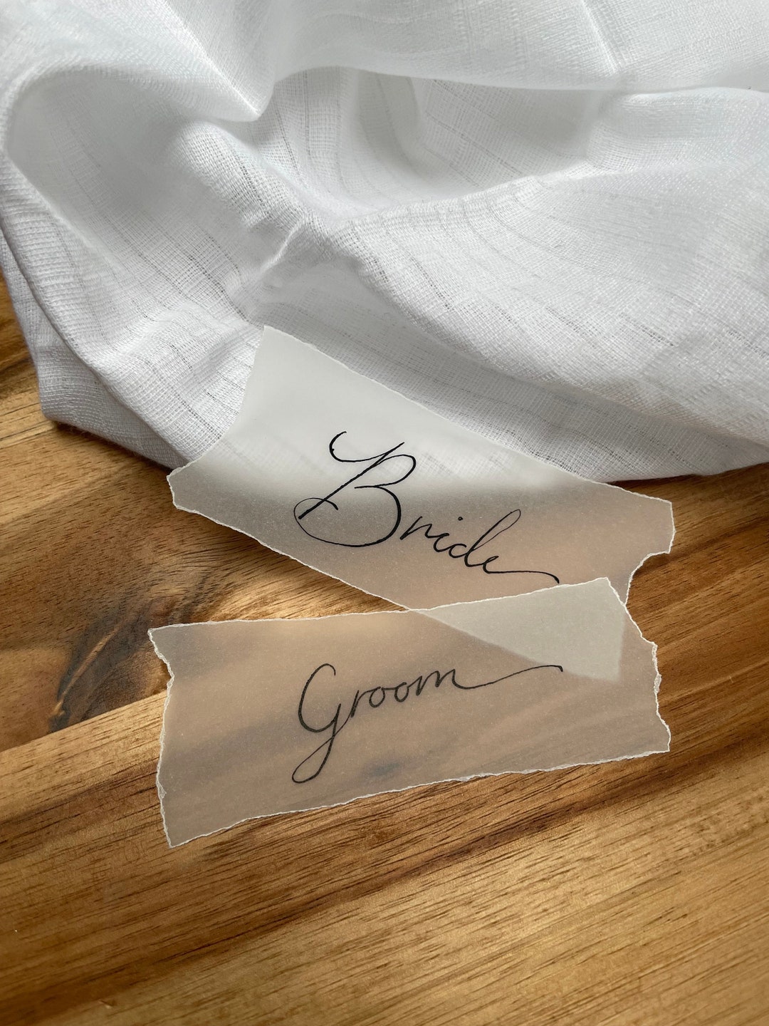 Vellum Torn Edge Personalised Place Card Name Tags for Wedding Decor ...