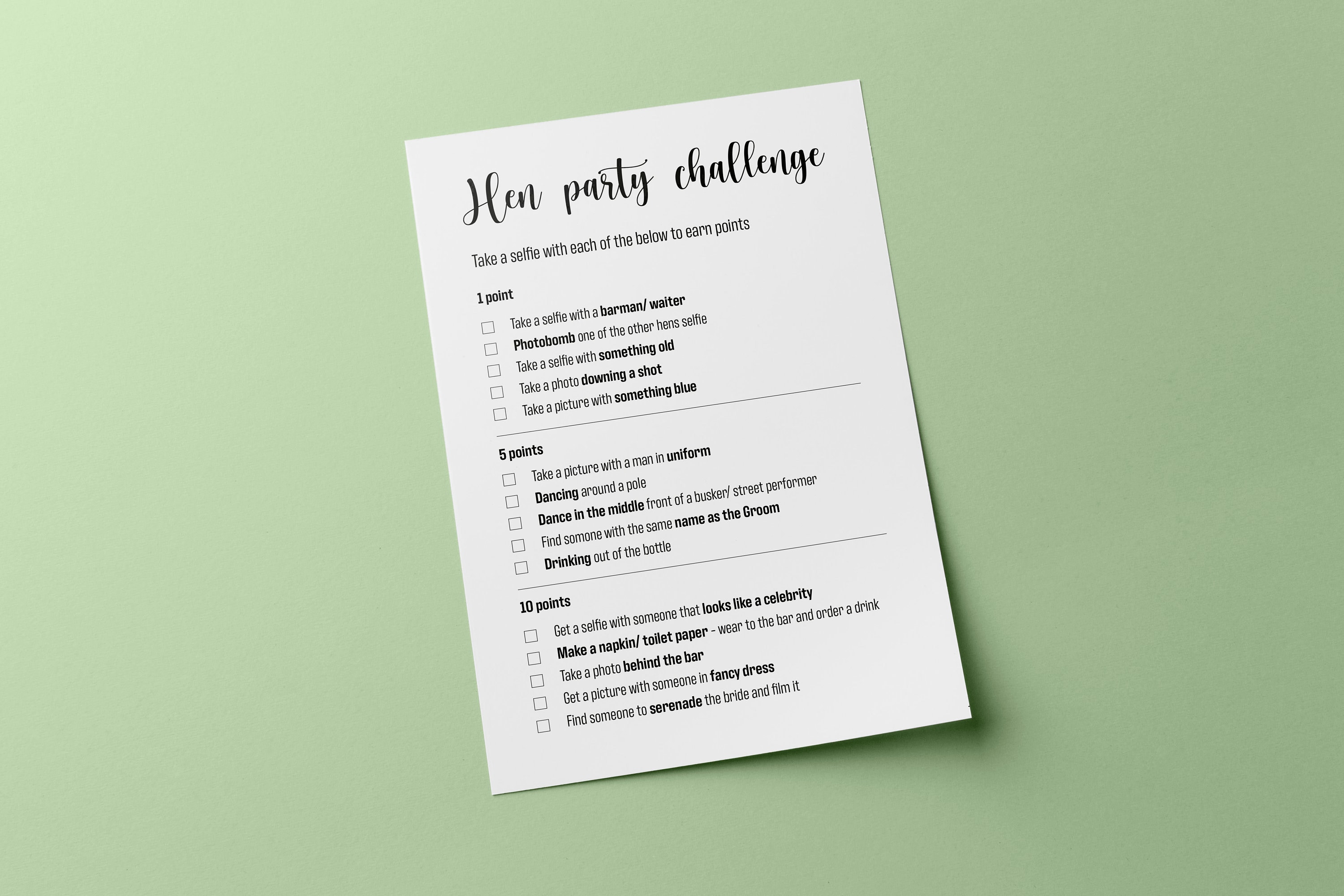 Hen Party Challenge Print at Home Selfie Game Cards Bachelorette Party ...