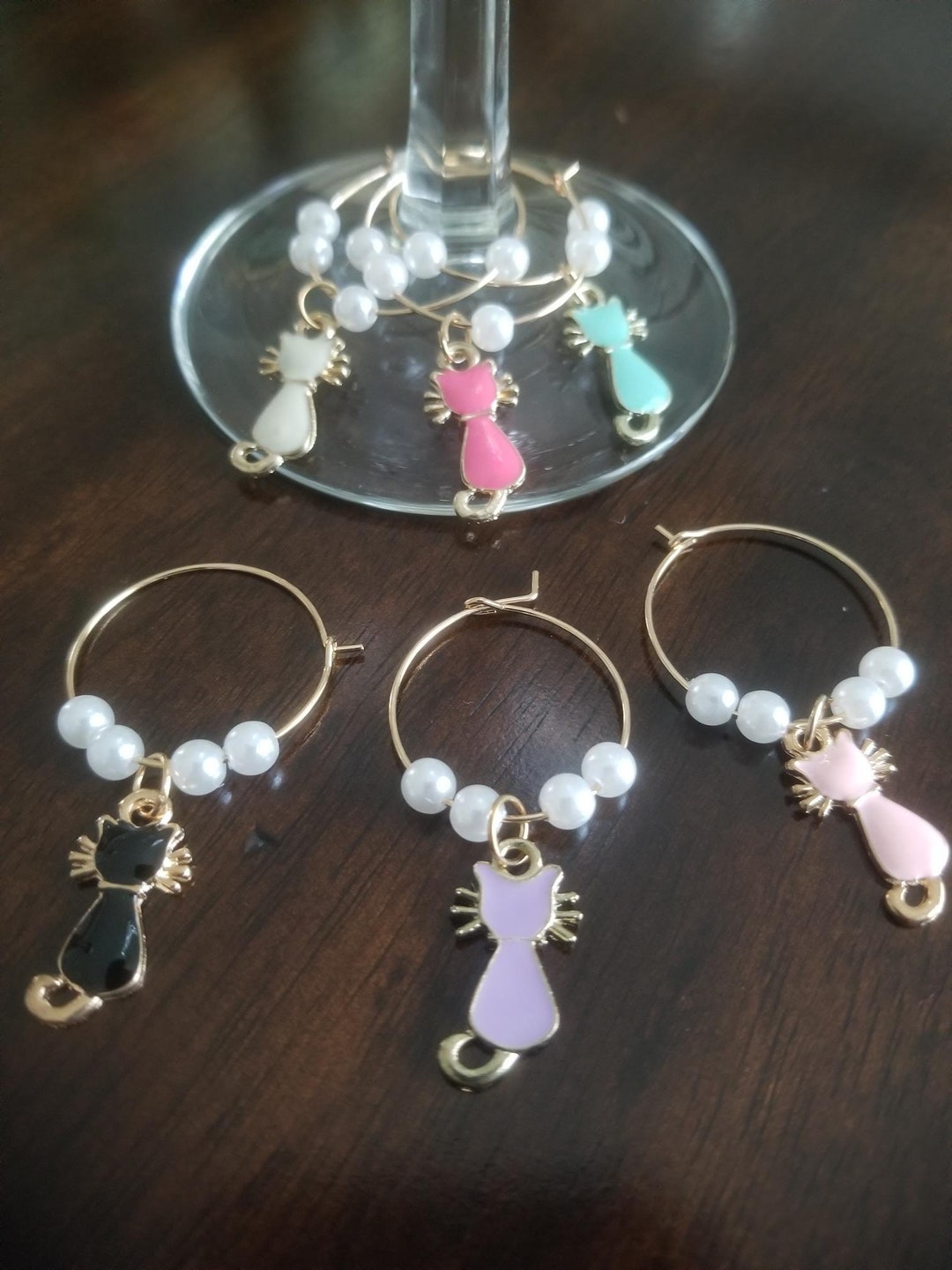 6pc. Beautiful Cat Shaped Wine Glass Markers/glass Charms/drink Markers ...