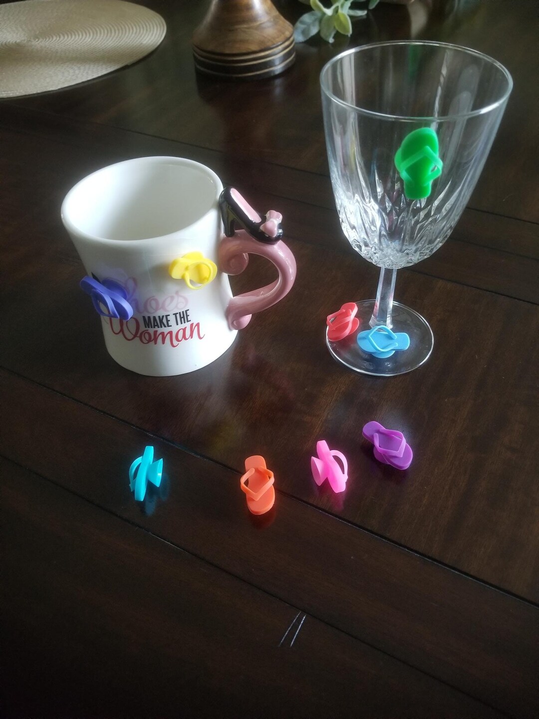 9pcs. Super Fun and Creative Silicone Flip Flop Coffee Mug Marker/water ...