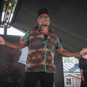 Jackson African Kitenge T-shirt for Men Blue and Green - Etsy