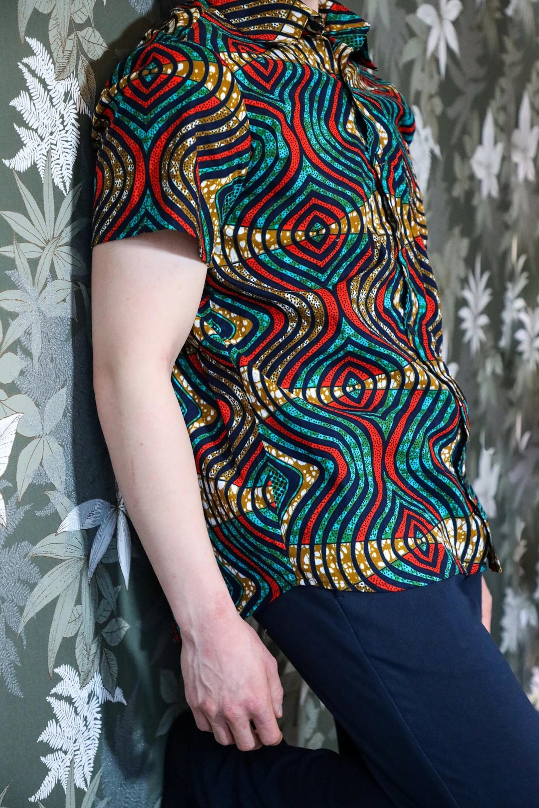 Jackson African Kitenge T-shirt for Men Blue and Green - Etsy