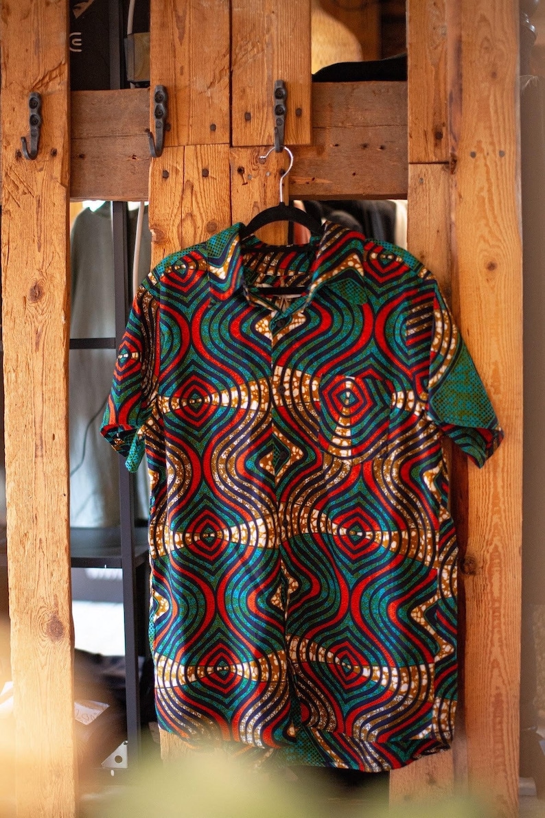 Jackson African Kitenge T-shirt for Men Blue and Green - Etsy