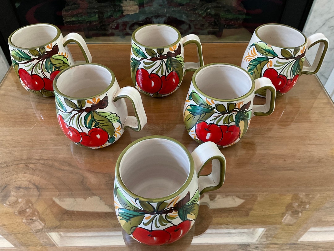 Set of 6 Vintage Holt Howard Hand-painted Italian Pottery Mugs - Etsy