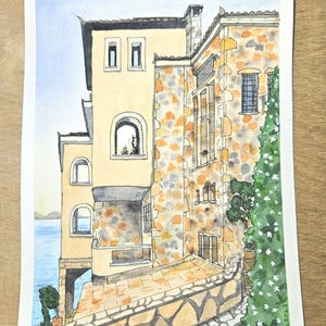 Custom Ink and Watercolour Building Illustration - Etsy