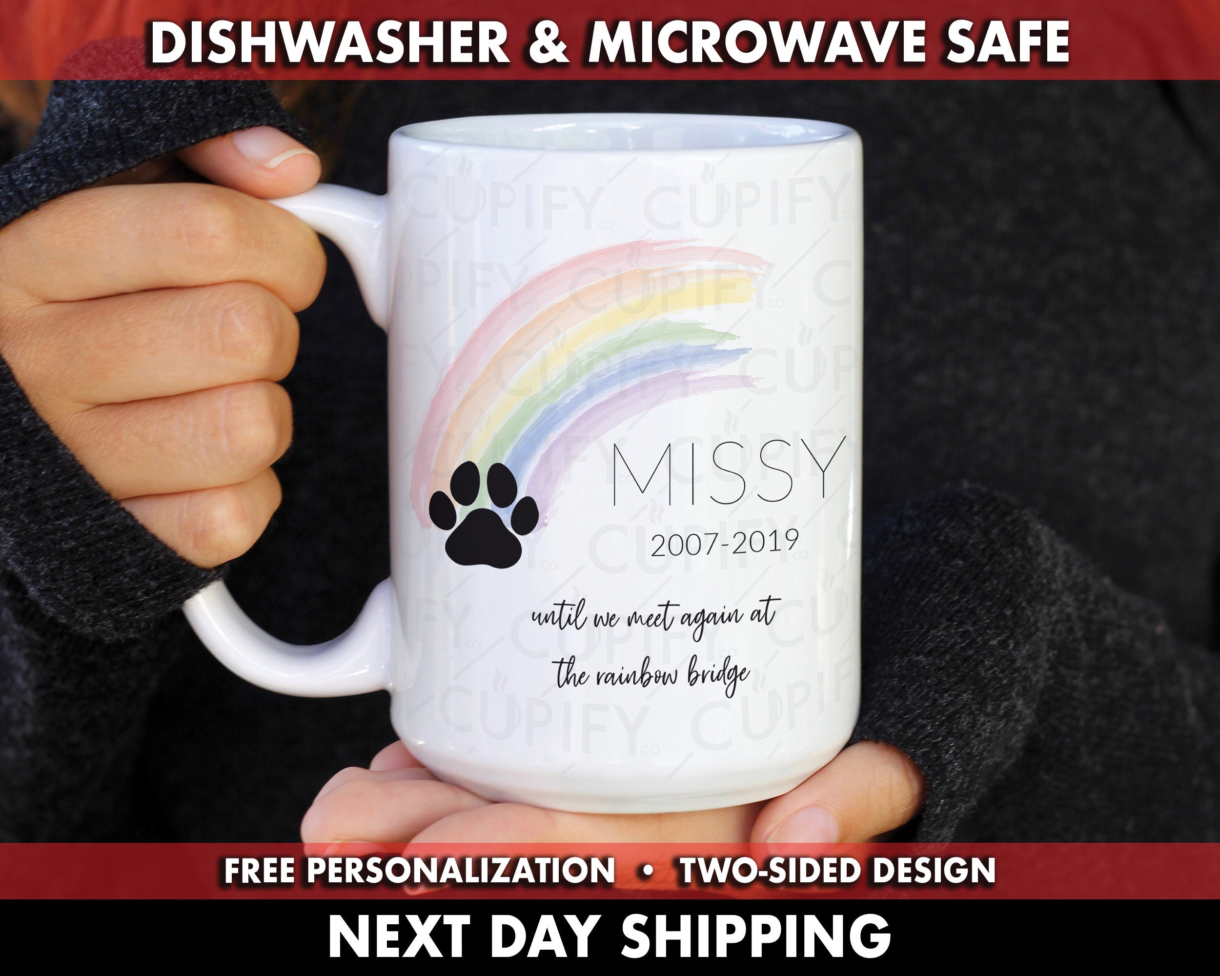 Rainbow Bridge Memorial Mug, Pet Memorial Mug, Loss of Pet Mug, Pet ...