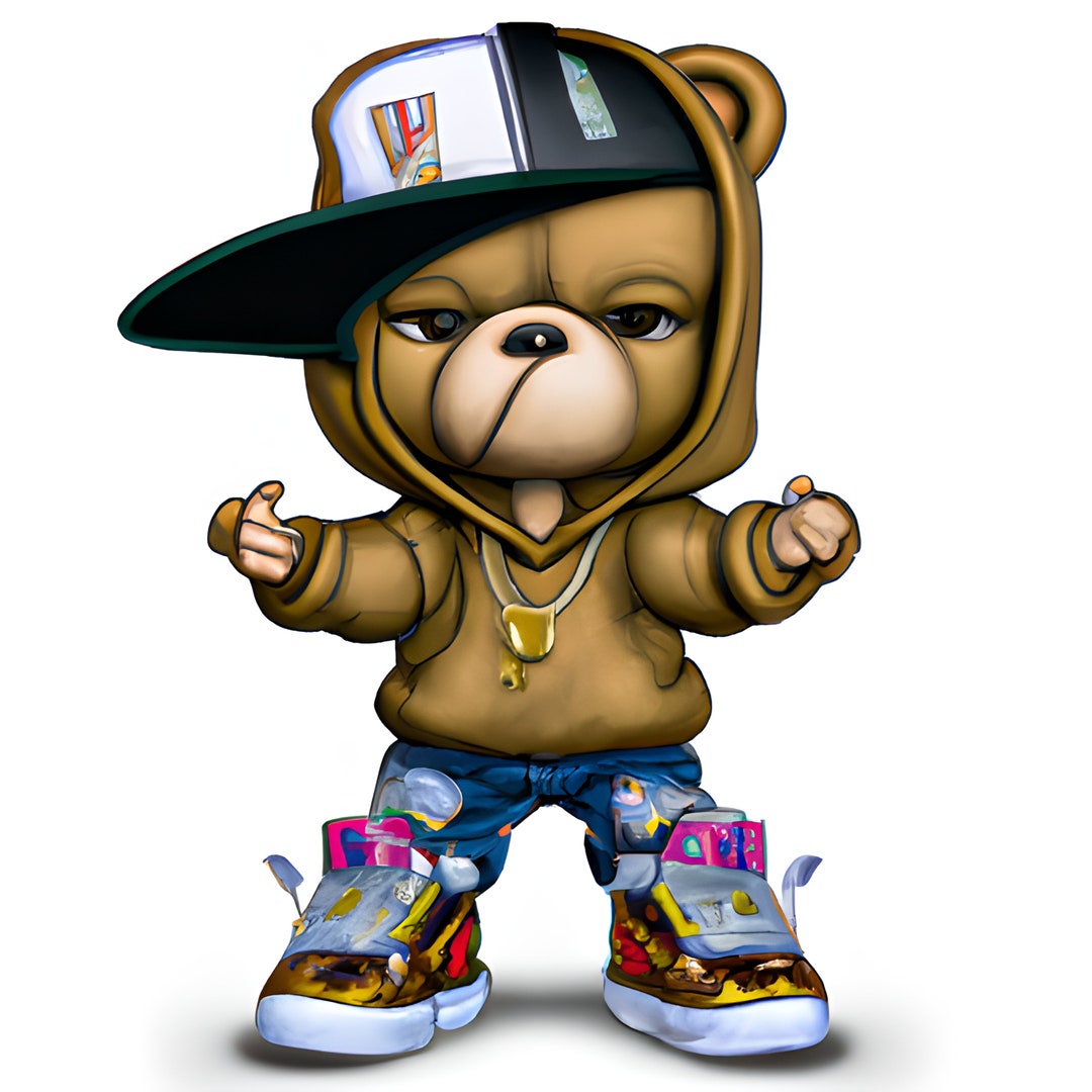 Digital Print Bear, Hip Hop, Bear, Cool - Etsy