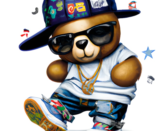 Hip Hop Bear, Digital, Printable, Png - Etsy