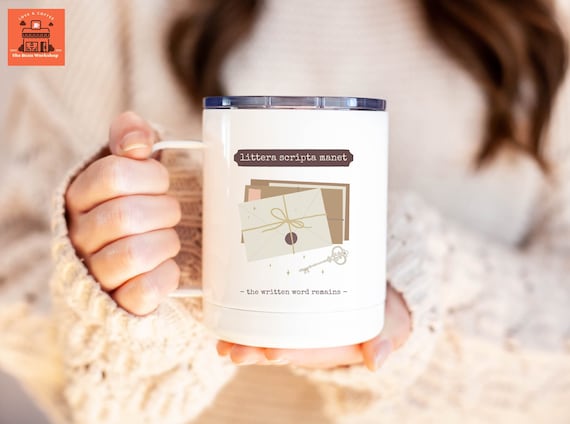 Dark Academia Travel Mug Littera Scripta Manet Tea Mug for - Etsy