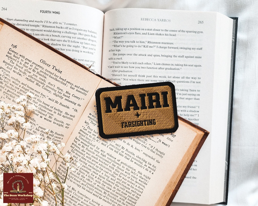 Liam Mairi Embroidered Name Tag, Fourth Wing Iron on Patch, Official Rebecca Yarros Merchandise ...