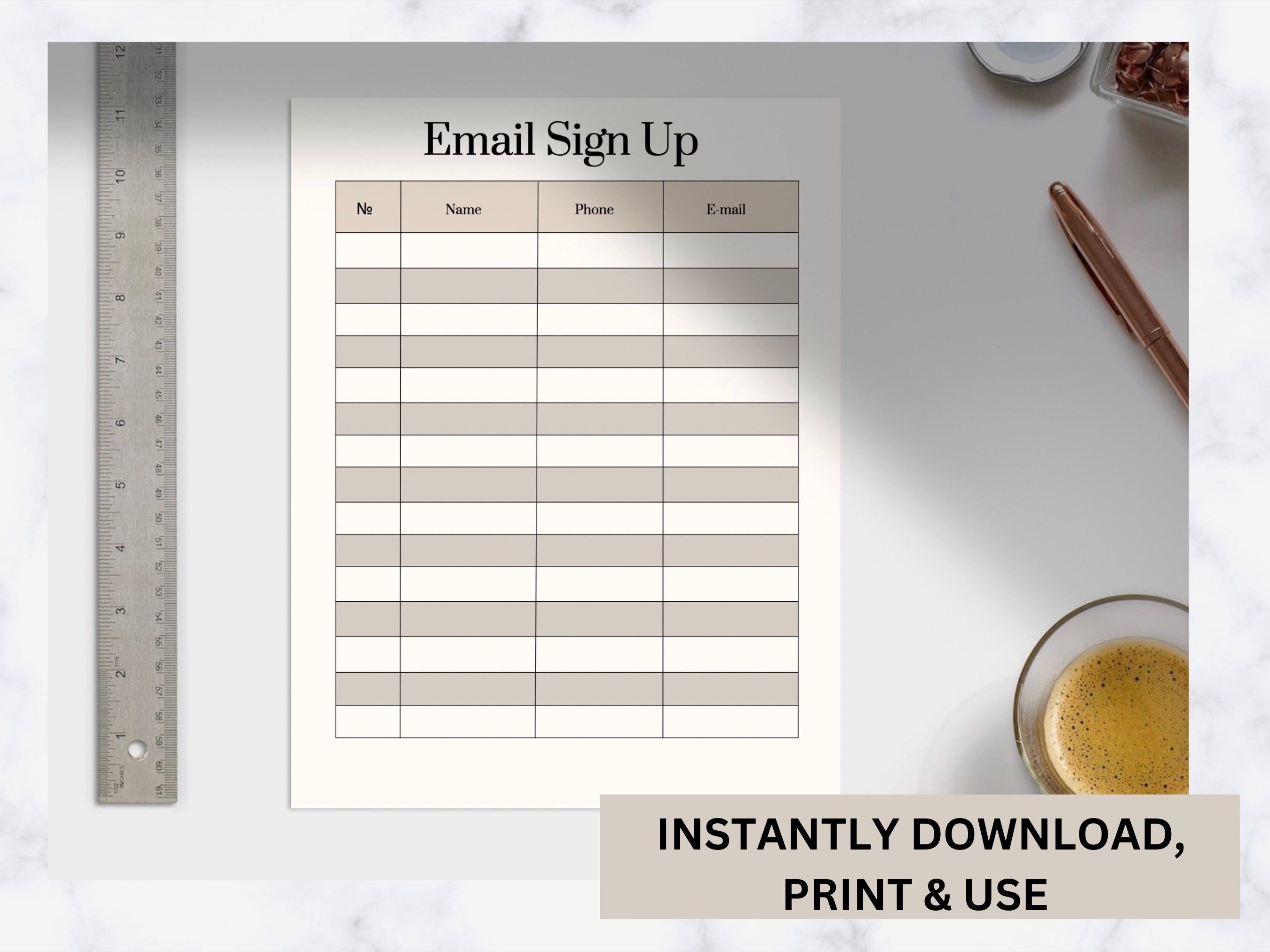 Newsletter Sign-up Event Sign-up Sheet Contact Signup Page US Letter ...