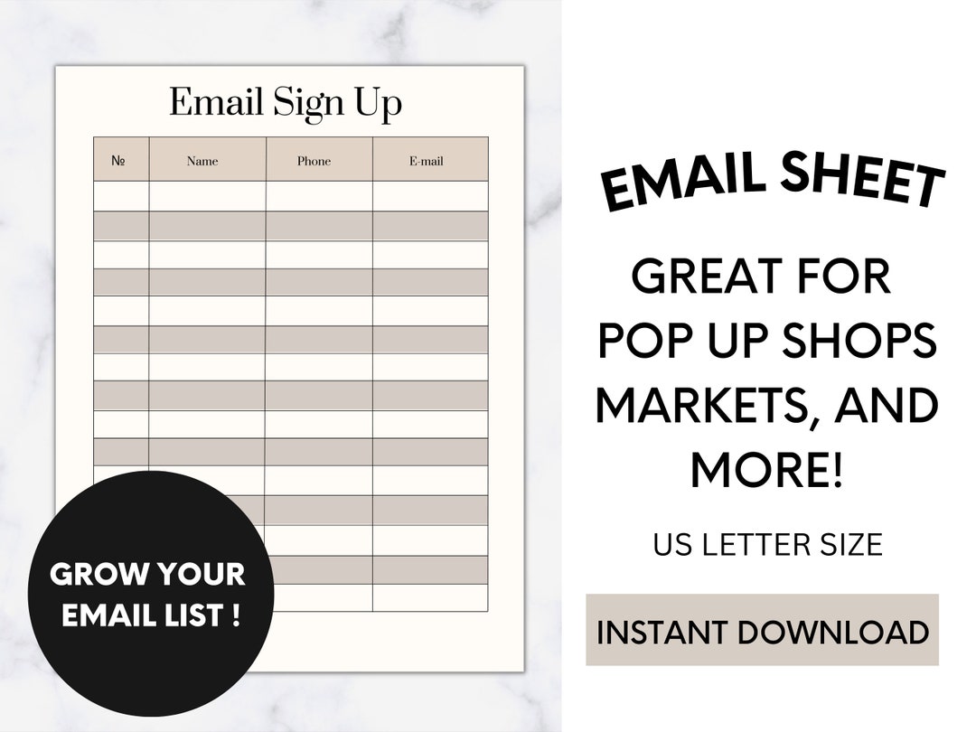 Newsletter Sign-up Event Sign-up Sheet Contact Signup Page US Letter ...