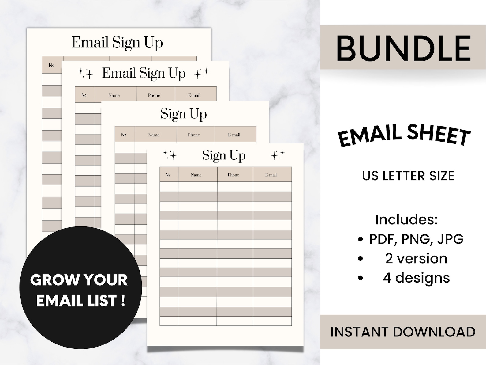 Minimal Email Sign up List Template Downloadable Pop up Event Sign up ...