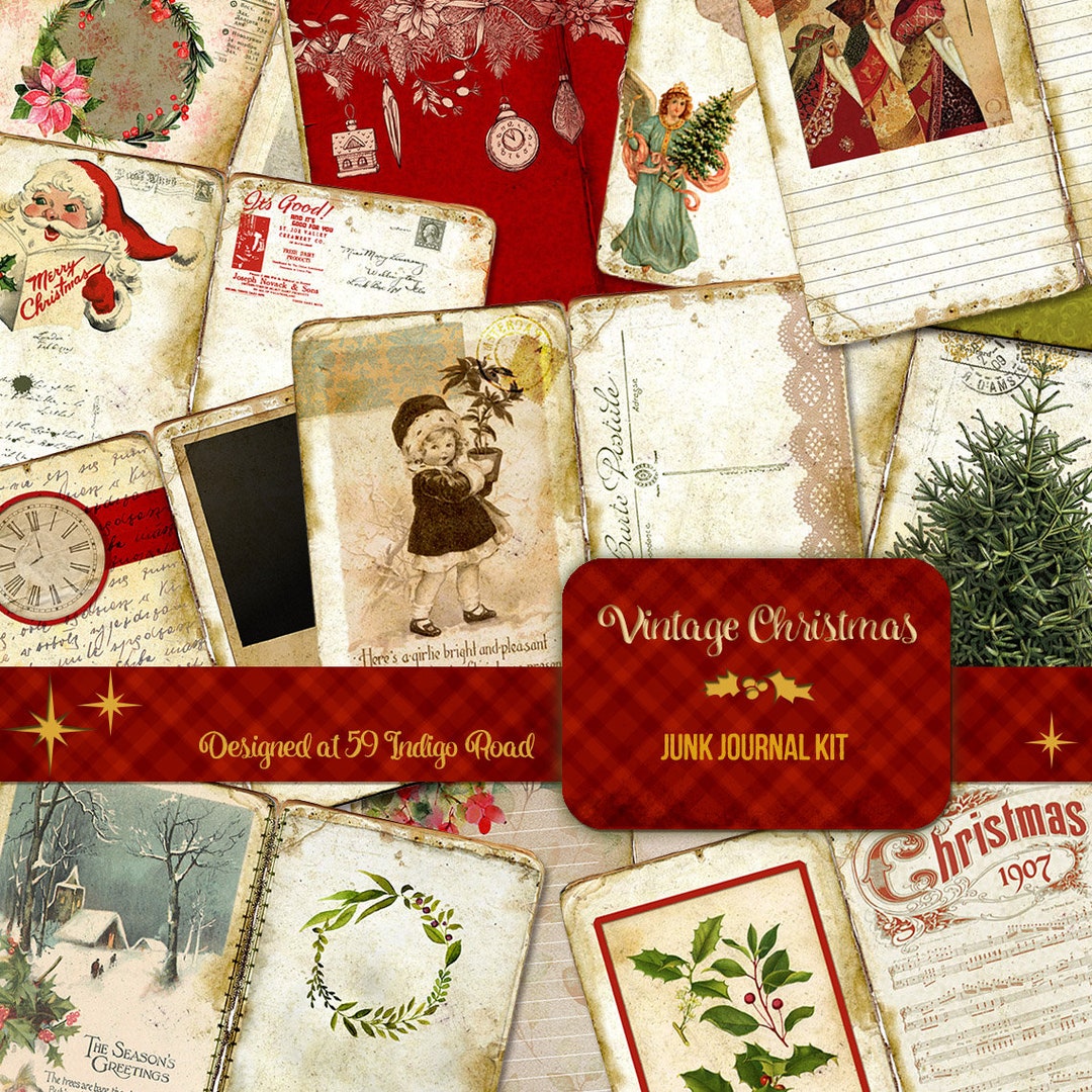 Vintage Christmas Junk Journal Kit - Christmas Scrapbook Pages ...