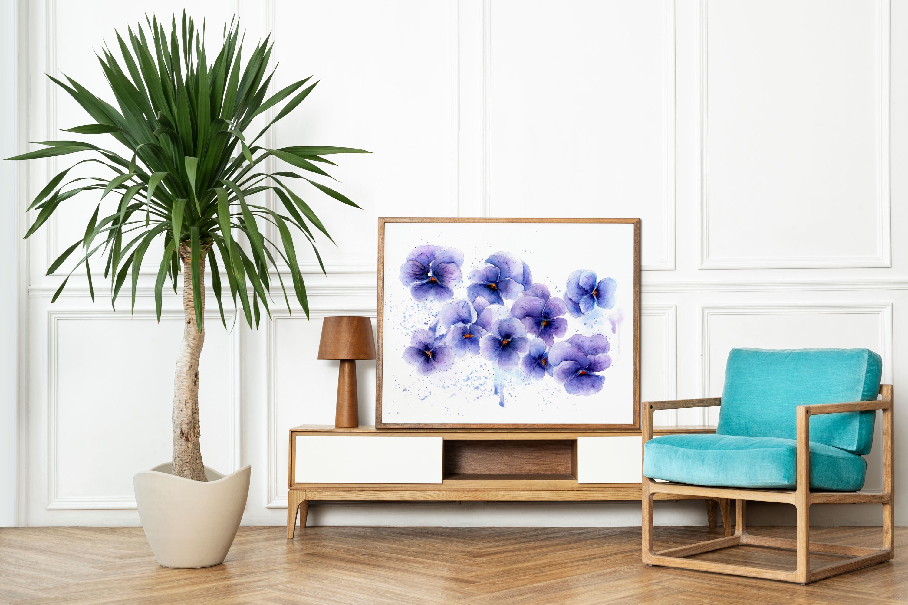 Watercolor Violets Hand Painted Original Fine Art, Purple Violets ...