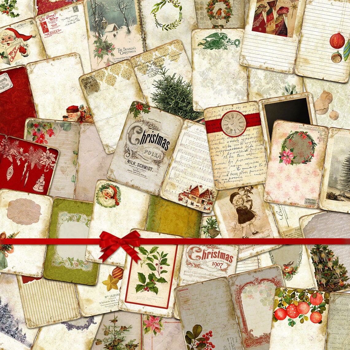 Vintage Christmas Junk Journal Kit - Christmas Scrapbook Pages ...