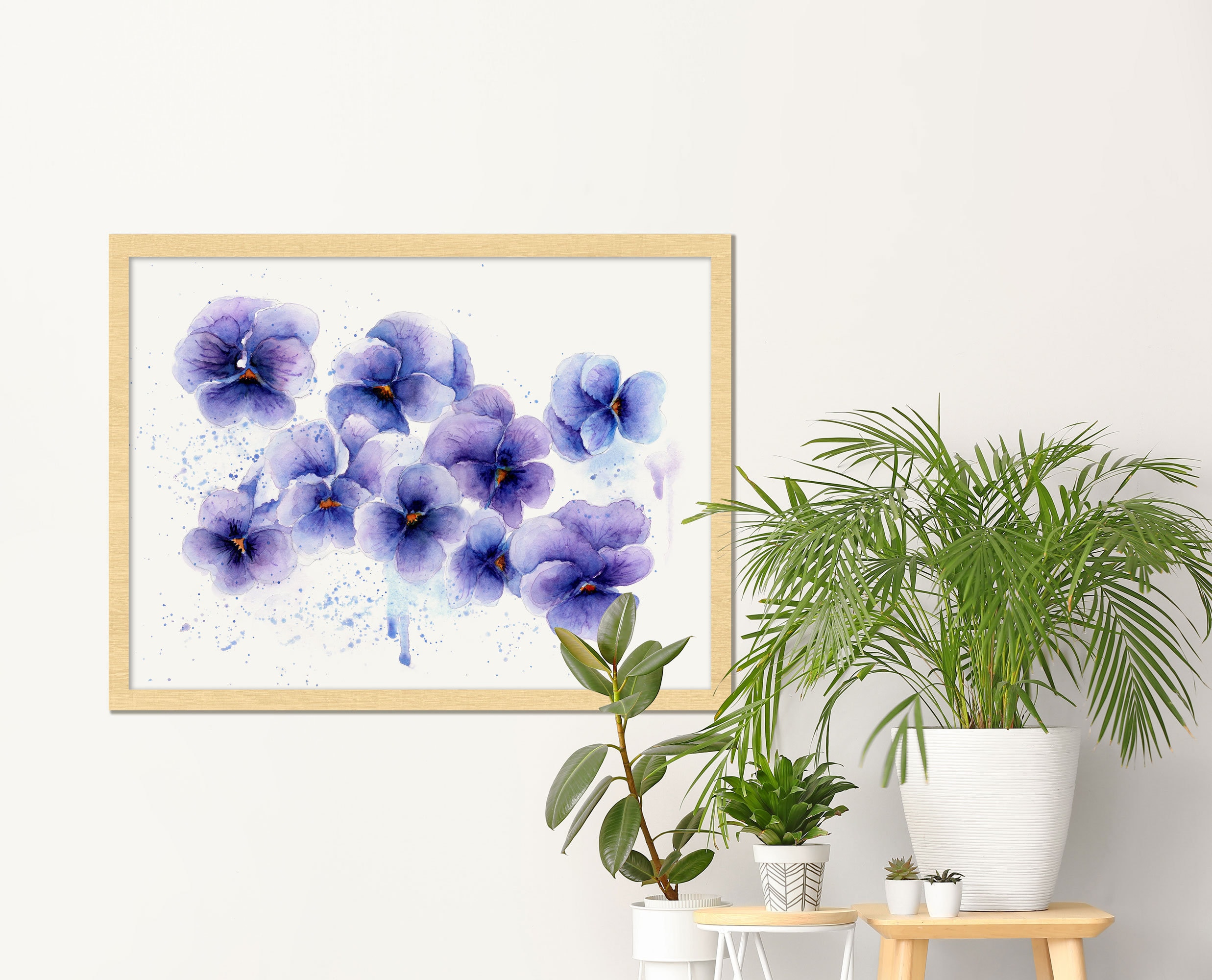 Watercolor Violets Hand Painted Original Fine Art, Purple Violets ...