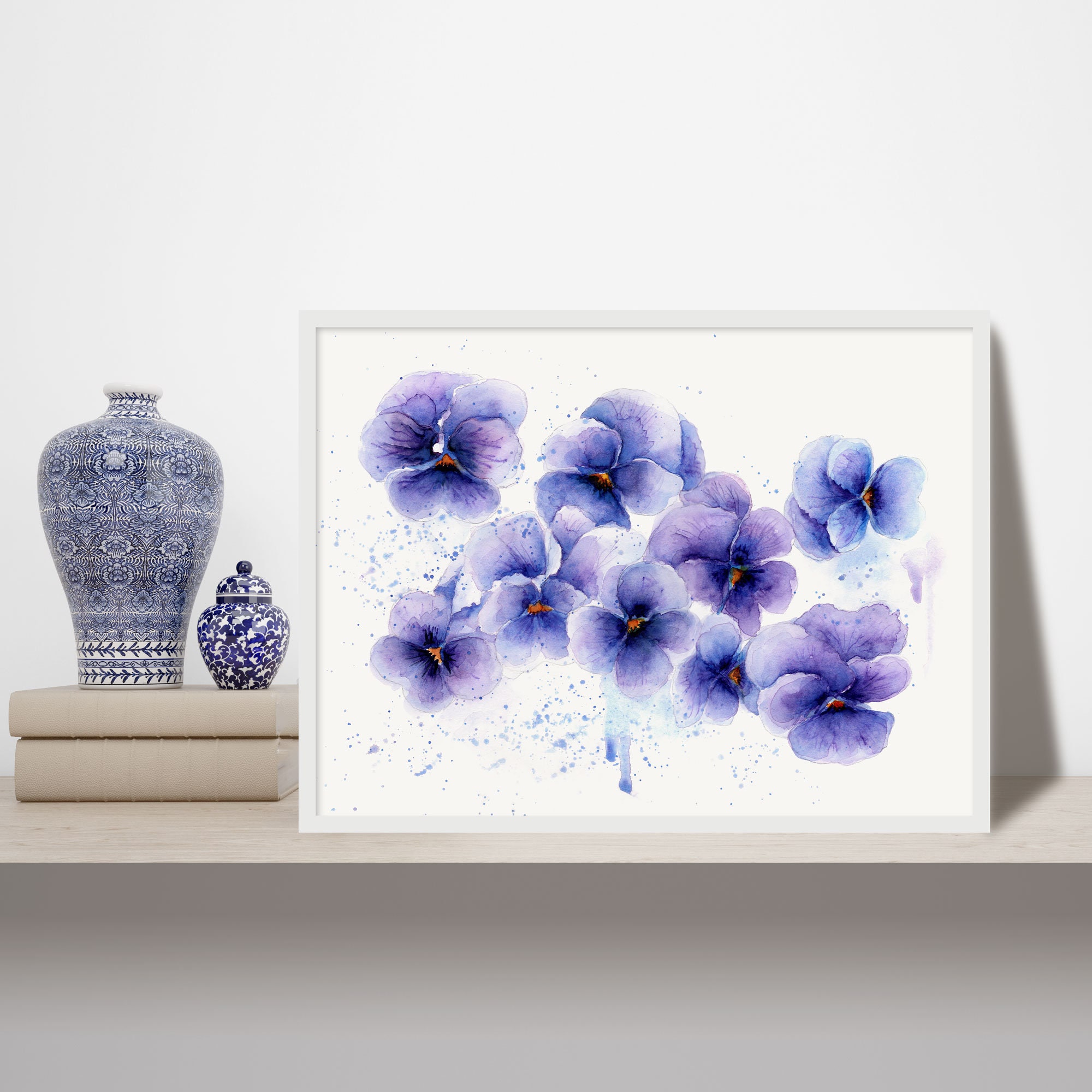 Watercolor Violets Hand Painted Original Fine Art, Purple Violets ...