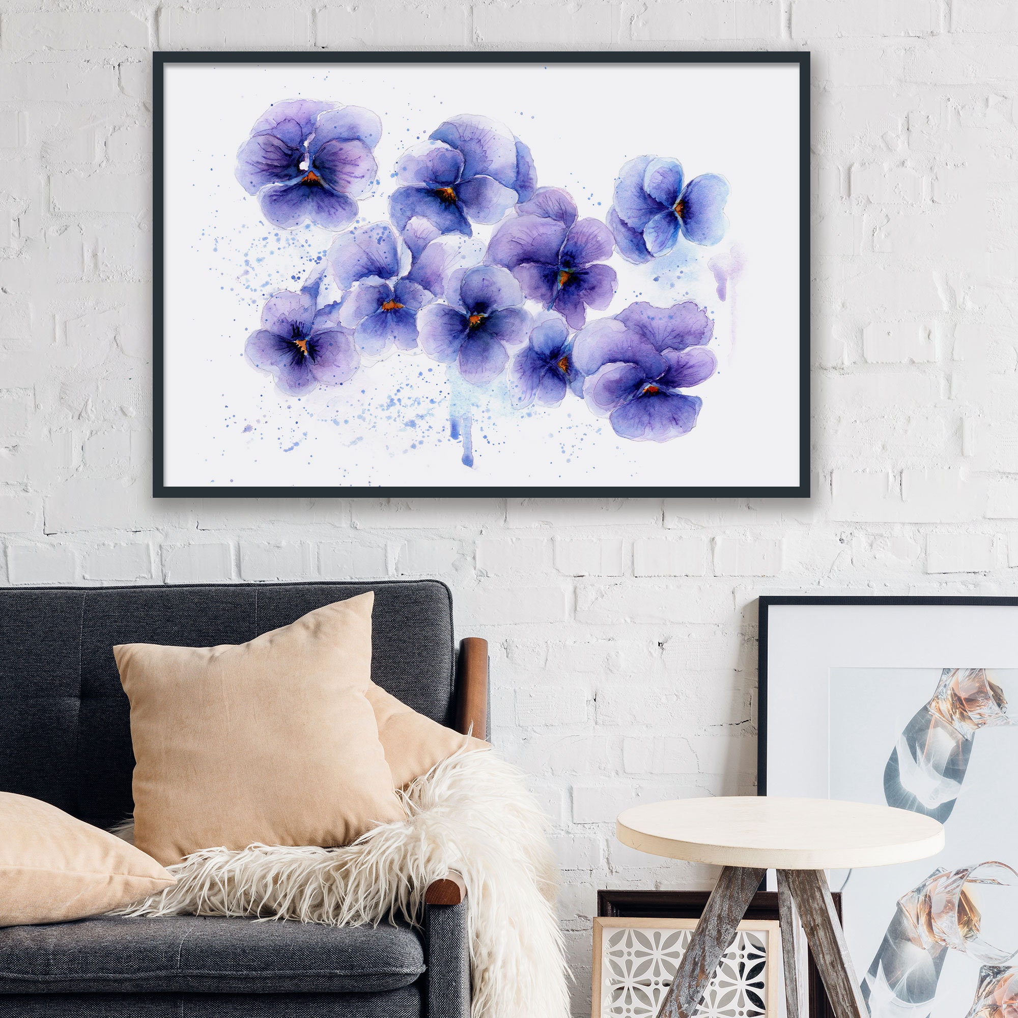 Watercolor Violets Hand Painted Original Fine Art, Purple Violets ...