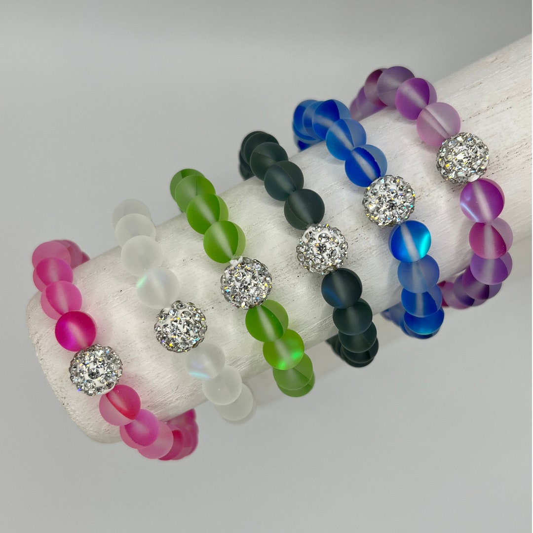 Beaded Bracelet Mermaid Bracelet Glass Bracelet Crystal Sparkling Clear ...