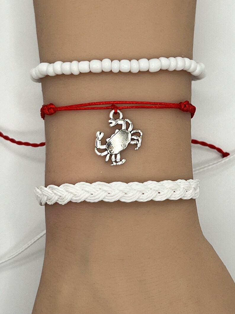 Crab Bracelet Crab Jewelry Friendship Bracelet Pura Vida Style String ...