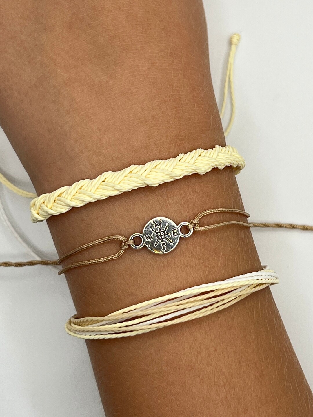 Compass Bracelet Set Adventure Jewelry Travel Gift Waxed String Cord ...