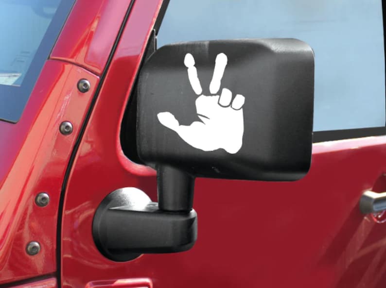 Wave Mirror Decal/side Mirror Decal/peace Sign/jeep Mirror Decal/hand ...