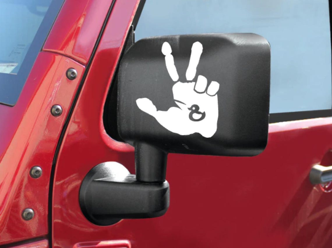 Wave Mirror Decal/side Mirror Decal/peace Sign/jeep Mirror Decal/hand ...