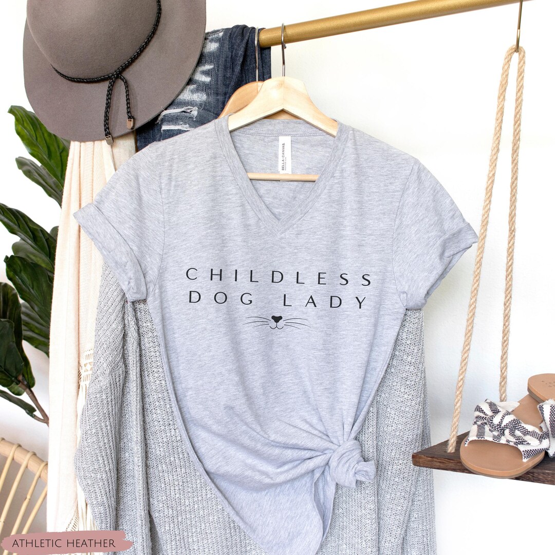 Childless Dog Lady Vneck Tshirt for Harris 2024 Political Tshirts Dog ...