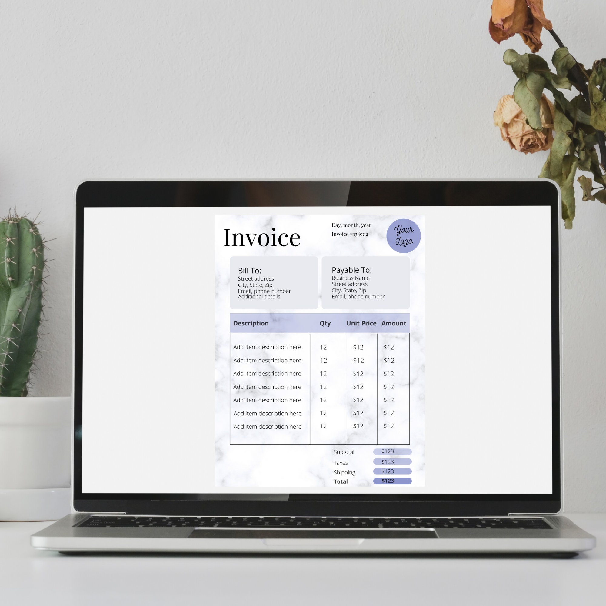 Invoice Template, Printable Invoice, Editable Invoice, Business Invoice ...