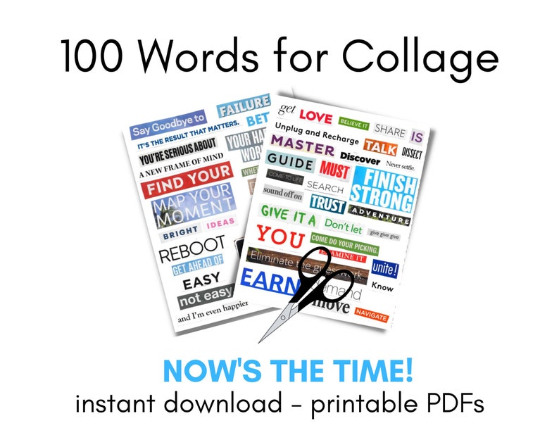 Magazine Cut Out Words: Collage & Vision Board Embellishments (digital ...