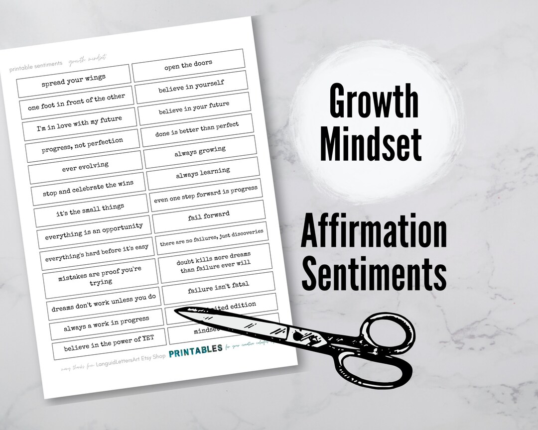 Growth Mindset Printable Sentiment Strips - Ephemera, Collage Fodder ...