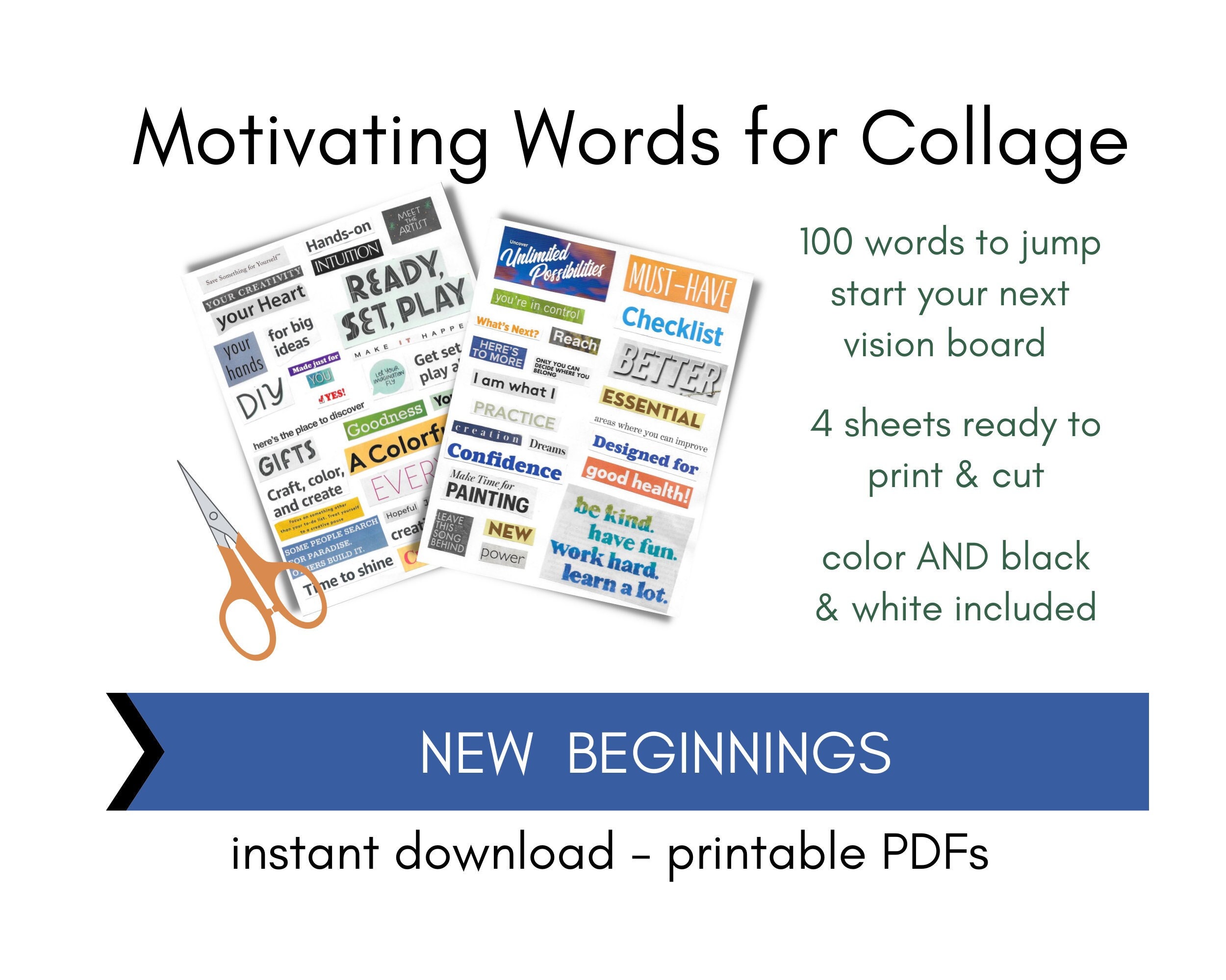 Magazine Cut Out Words for Collage, Junk Journaling, Vision Board ...