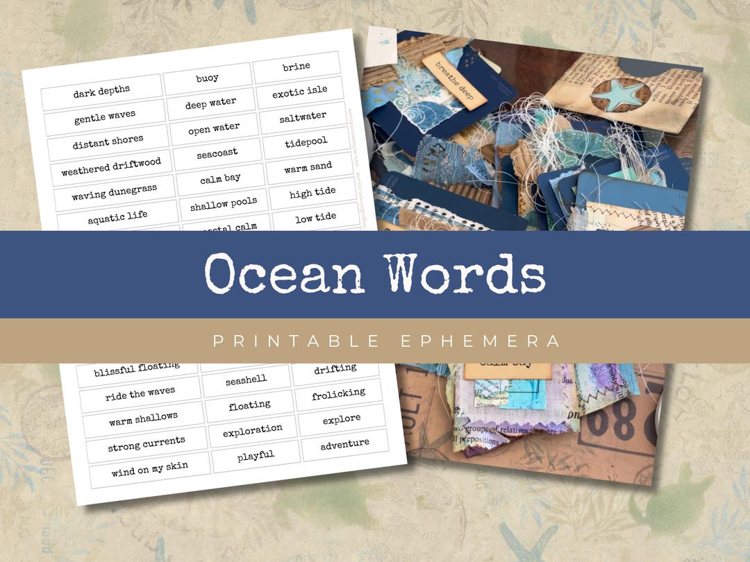 Ocean Words Ephemera: Typewriter Font, Sea Scrapbook (PDF) - Etsy